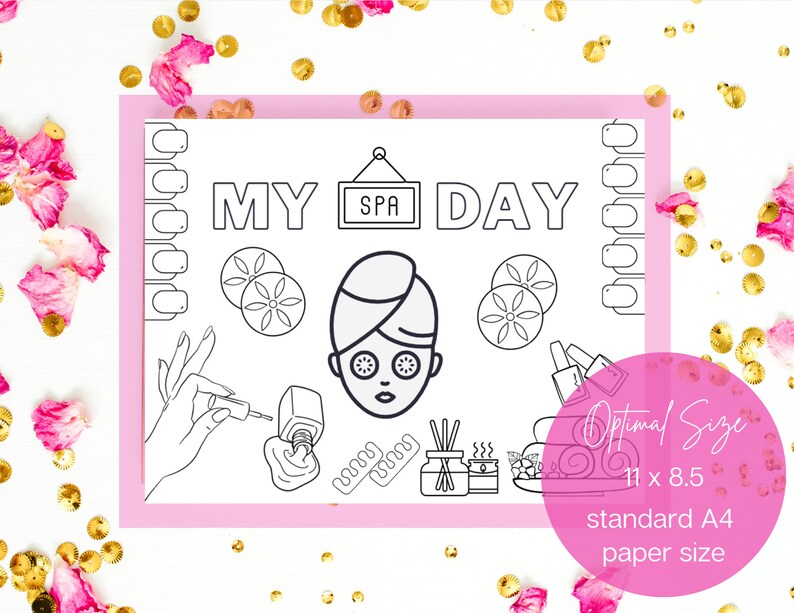Printable Spa Day Coloring Placemat, Girls Birthday Party Favor ...