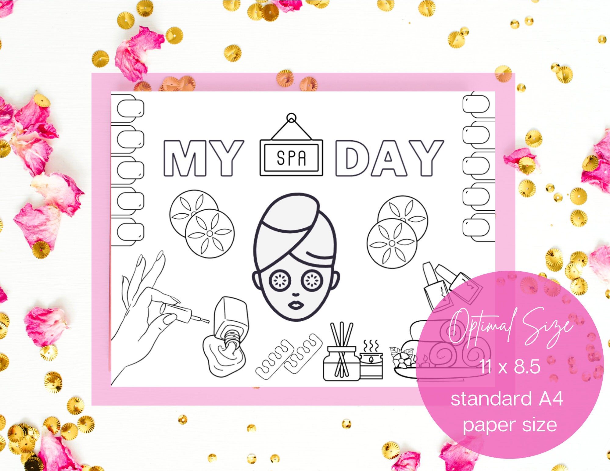 Printable Spa Day Coloring Placemat, Girls Birthday Party Favor ...