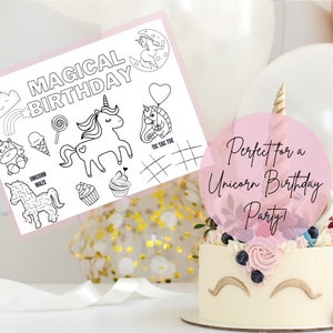 Unicorn Coloring Placemat, Birthday Placemat Printable, Girls Birthday ...