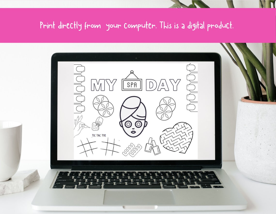 Spa Party Coloring Sheets, Spa Day Coloring Placement, Spa Day Juice ...