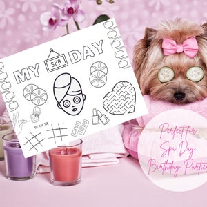 Spa Party Coloring Sheets, Spa Day Coloring Placement, Spa Day Juice ...