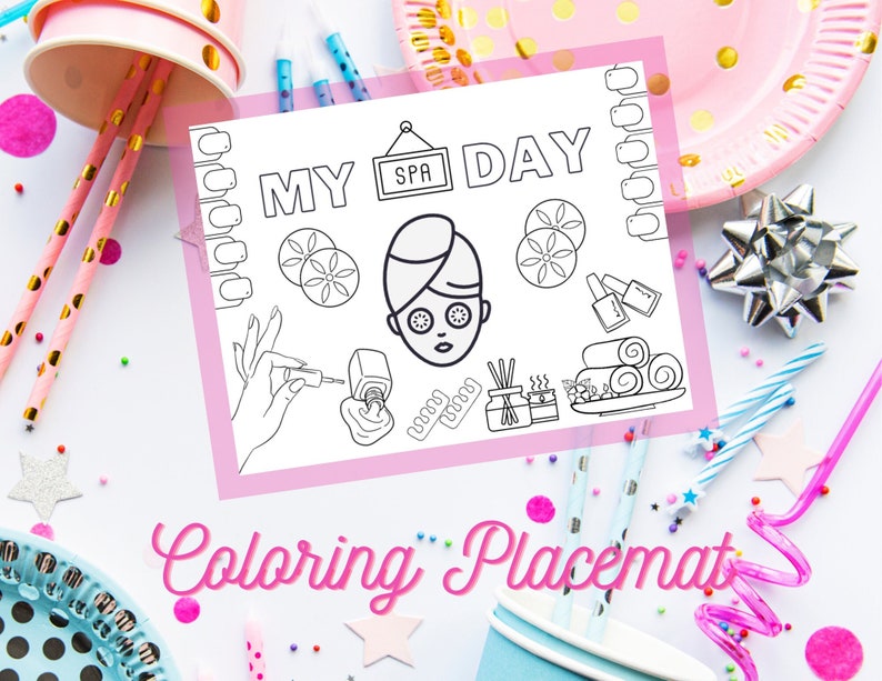 Printable Spa Day Coloring Placemat, Girls Birthday Party Favor ...