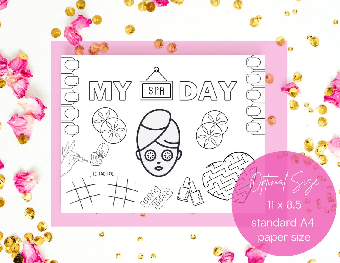 Spa Party Coloring Sheets, Spa Day Coloring Placement, Spa Day Juice ...