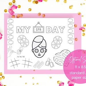 Spa Party Coloring Sheets, Spa Day Coloring Placement, Spa Day Juice ...
