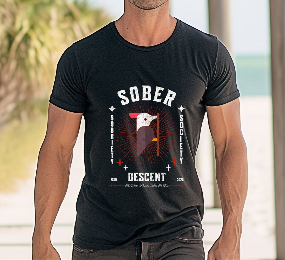 Sober Descent Shirt, Sober Woodpecker, Sobriety Shirt, Recovery Tshirt ...