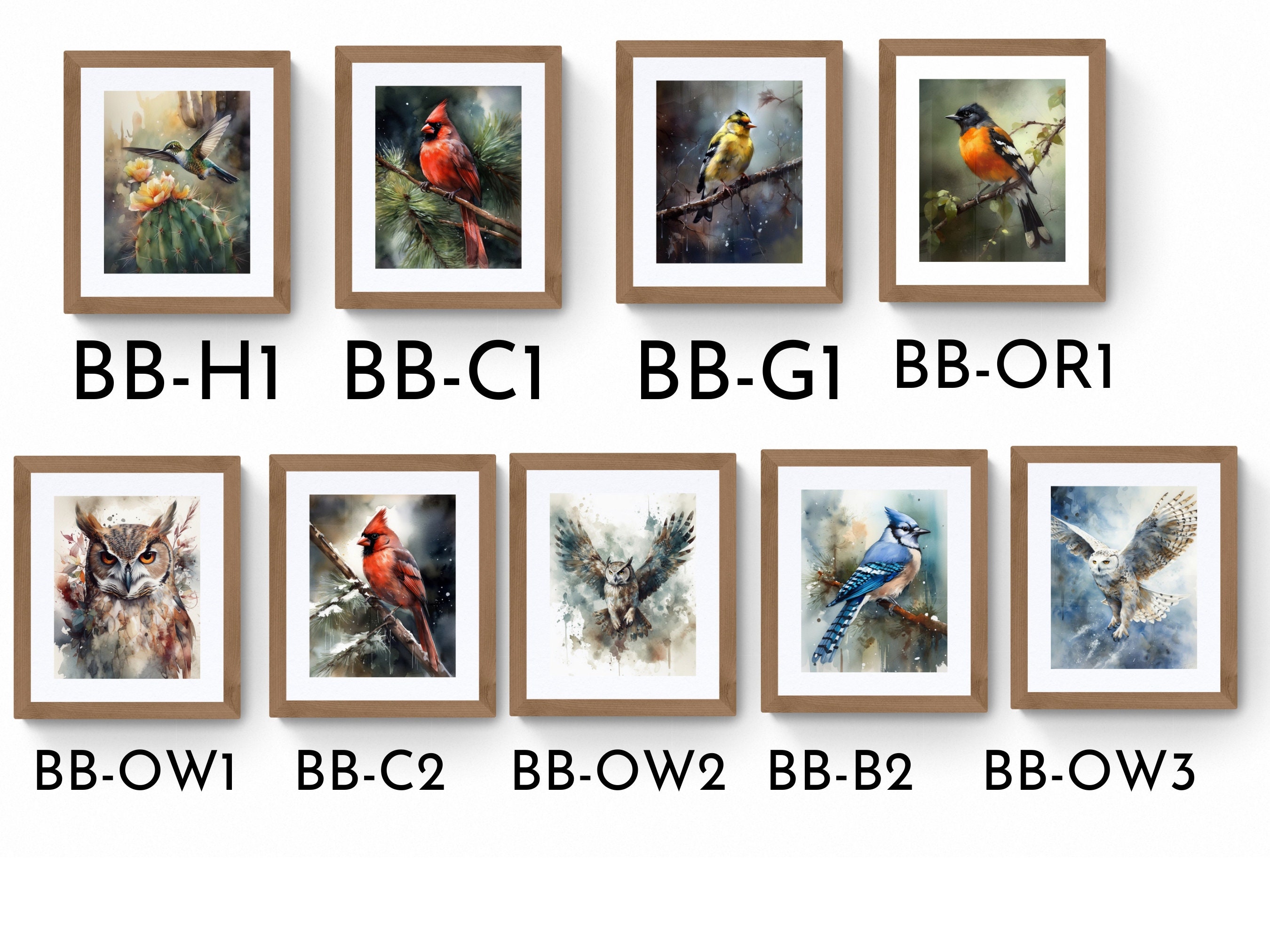 Birds Watercolor pick 3 Art Print, Bird Wall Art, Birds in the Forest ...
