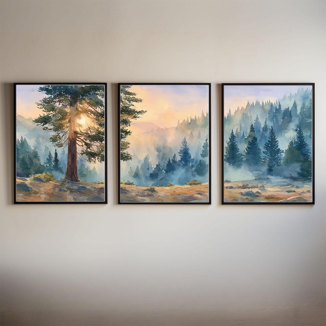 Sentinel Tree Watercolor Art Print – Sequoia National Park Landscape ...