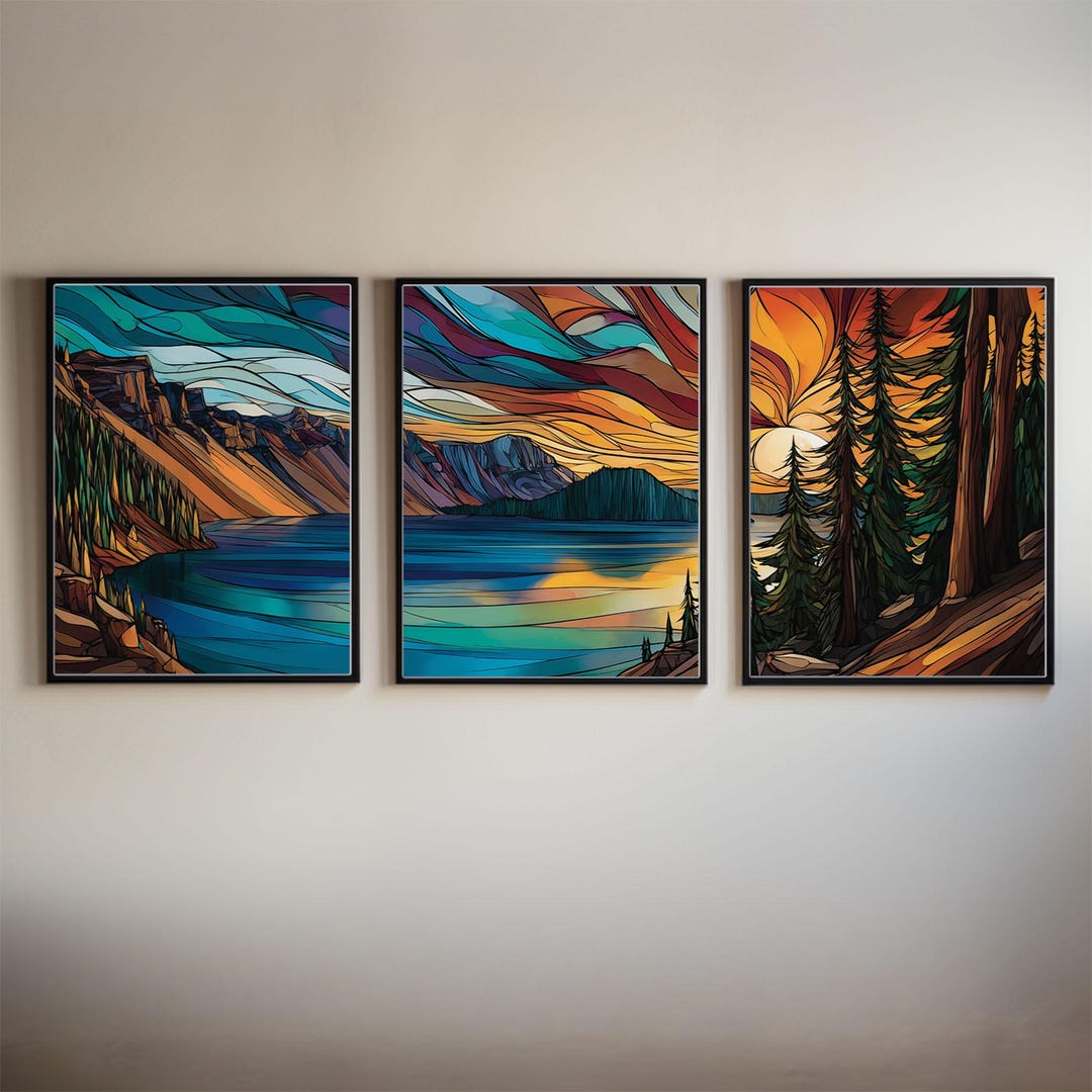 Crater Lake Triptych Print – Abstract Oregon Landscape Wall Art - Etsy