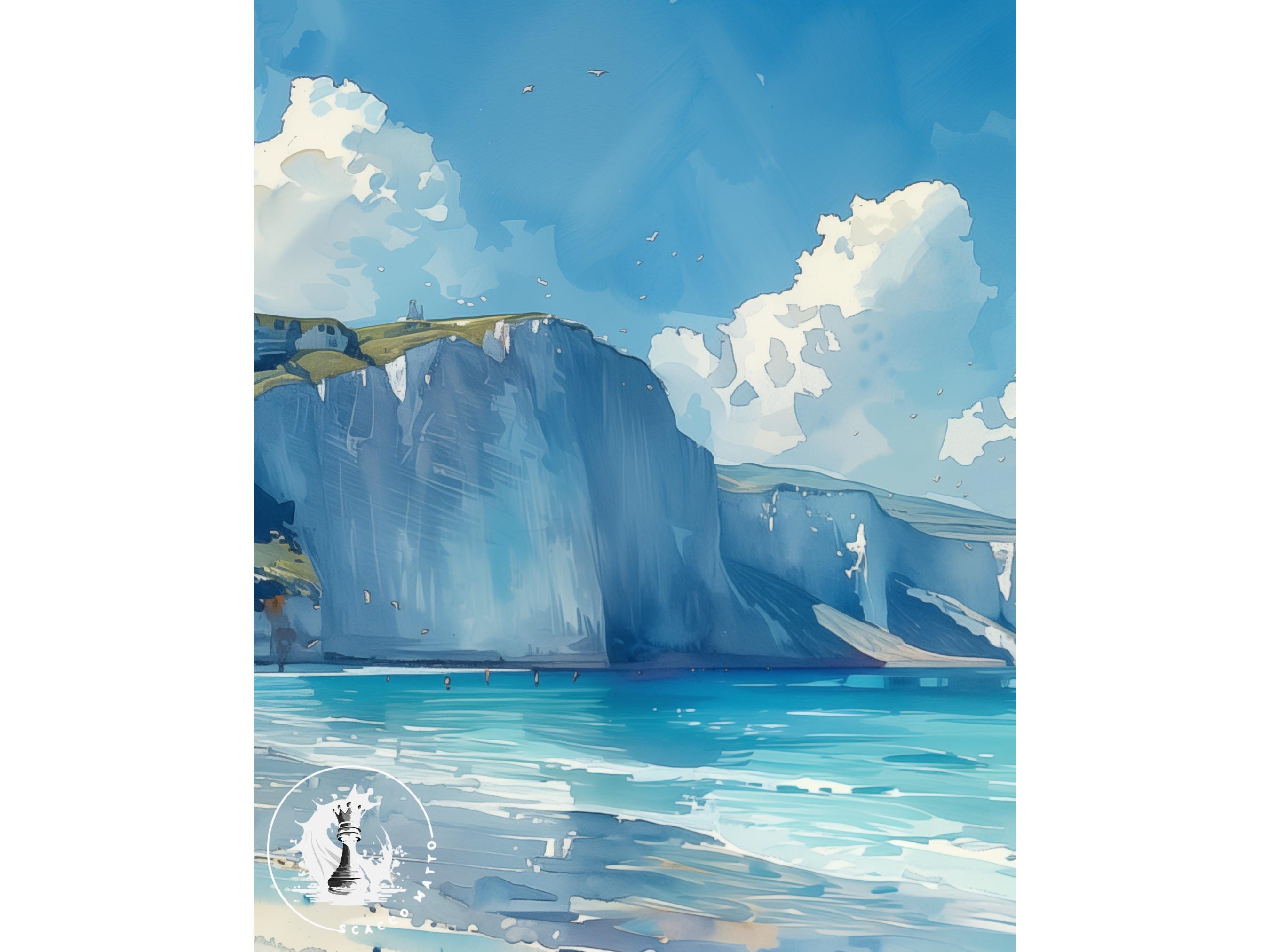 White Cliffs of Dover Watercolor Painting: England Coastal Triptych Set ...