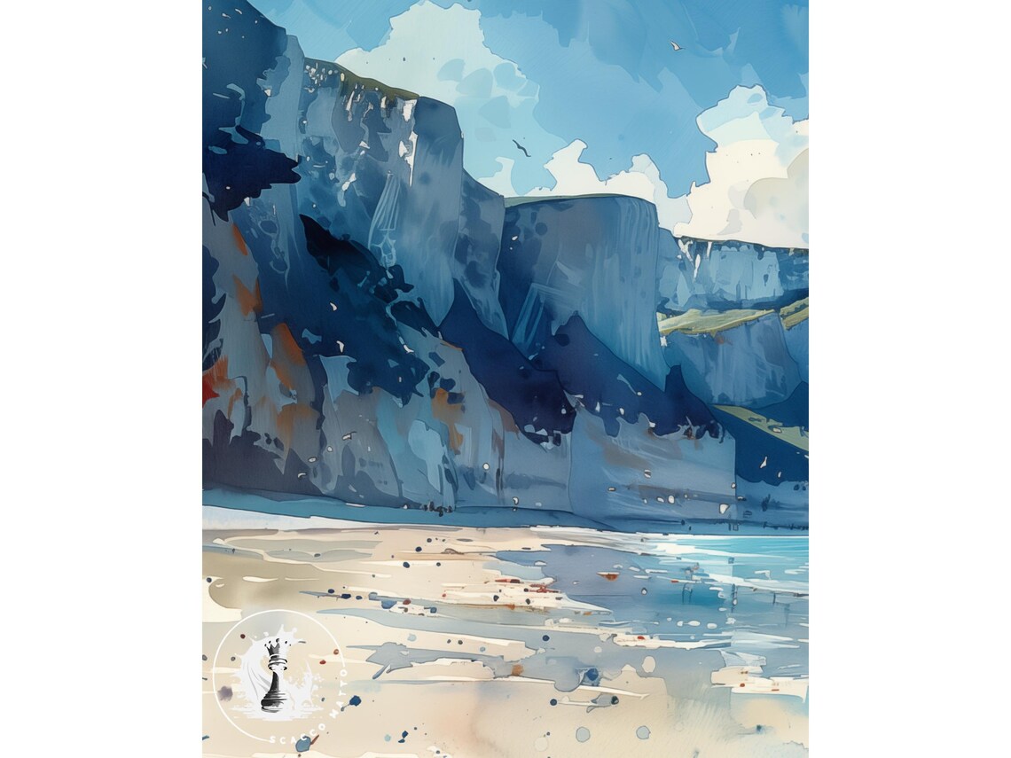 White Cliffs of Dover Watercolor Painting: England Coastal Triptych Set ...
