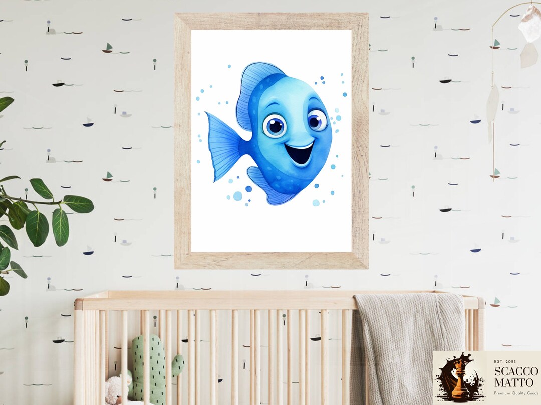 Watercolor Ocean Animals Art Print | Nursery Blue Tang Decor | Sea ...