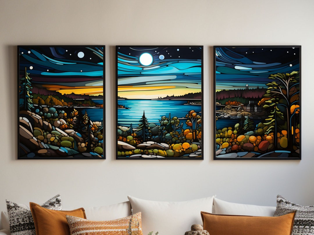 Abstract Acadia National Park at Night Panorama Painting travels in ...