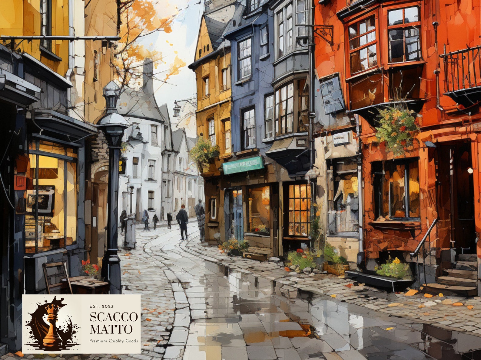 Dublin Street Oil Painting Rainy Dublin Ireland Art Vintage Cityscape ...