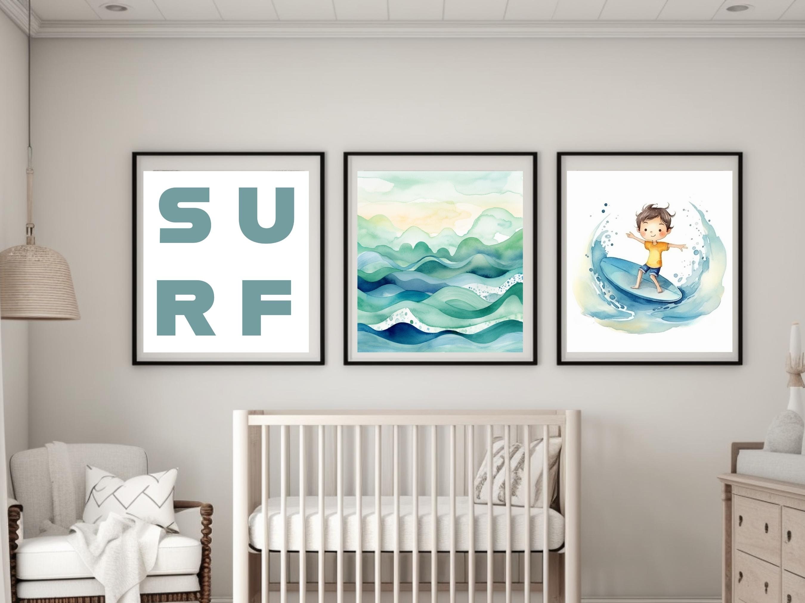 Set of 3, Surf, Ocean and Beach, CUSTOMIZABLE, Watercolor Prints - Etsy