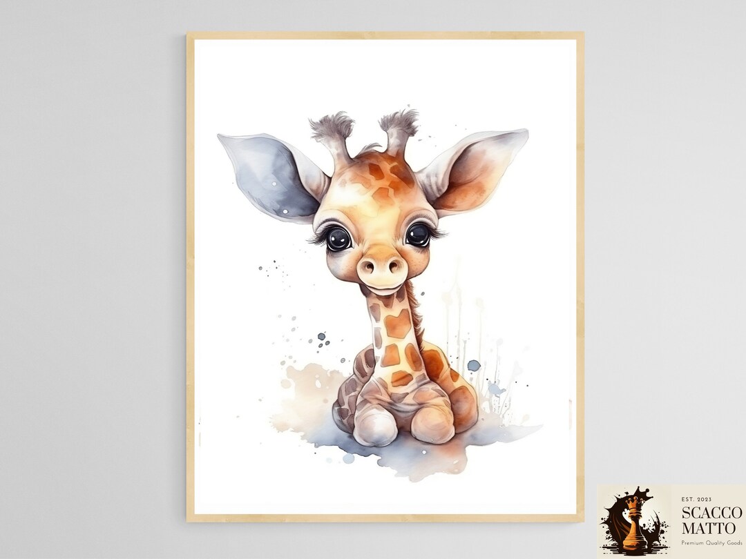Baby Giraffe Wall Art, Giraffe, Watercolor, Watercolor Baby Giraffe ...