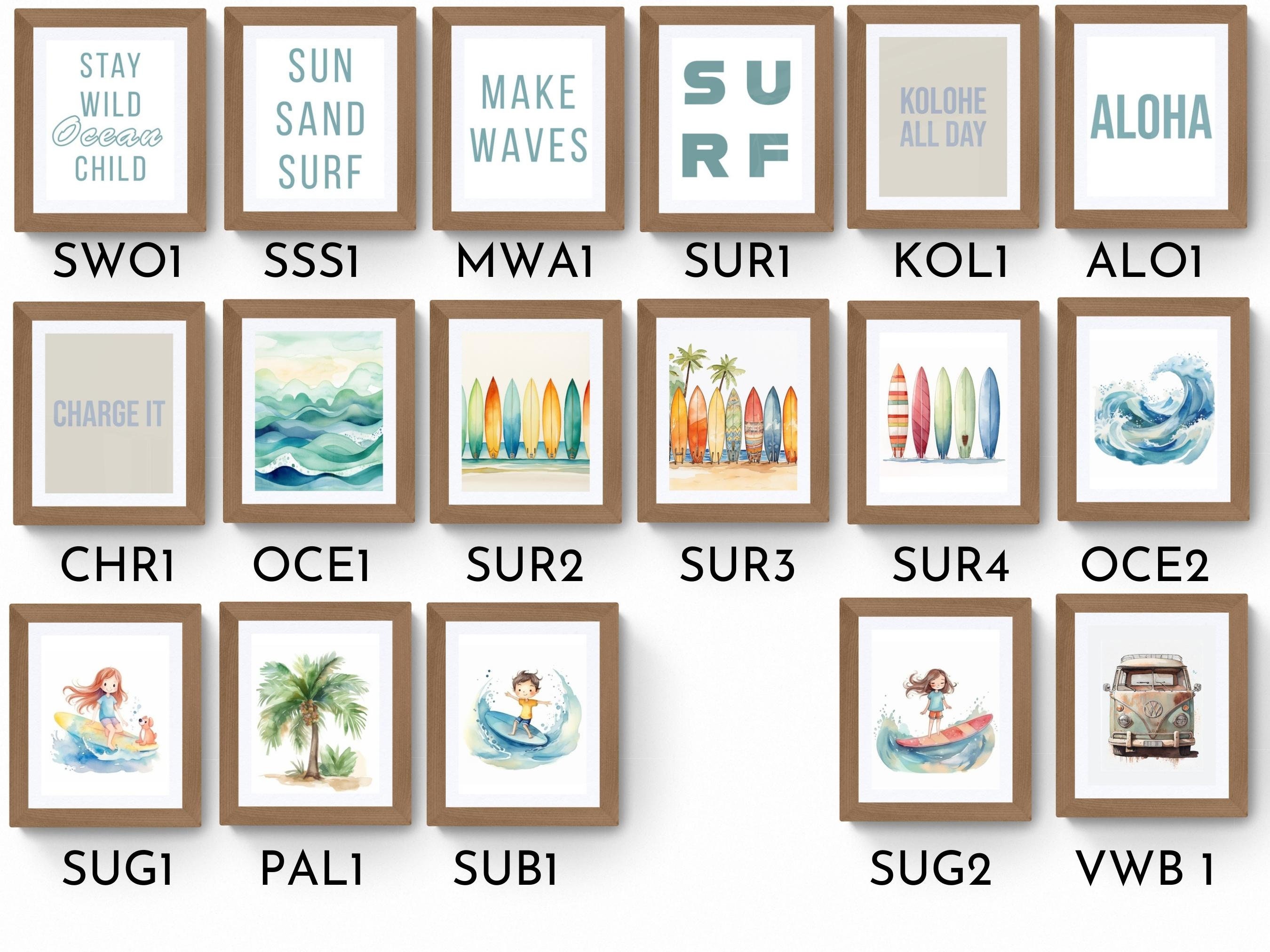 Set of 3, Surf, Ocean and Beach, CUSTOMIZABLE, Watercolor Prints - Etsy