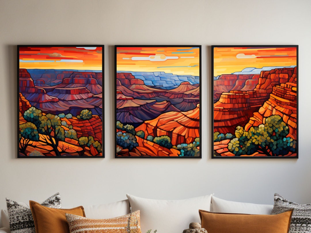 Grand Canyon Triptych Print: Abstract Arizona Landscape Art Set - Etsy