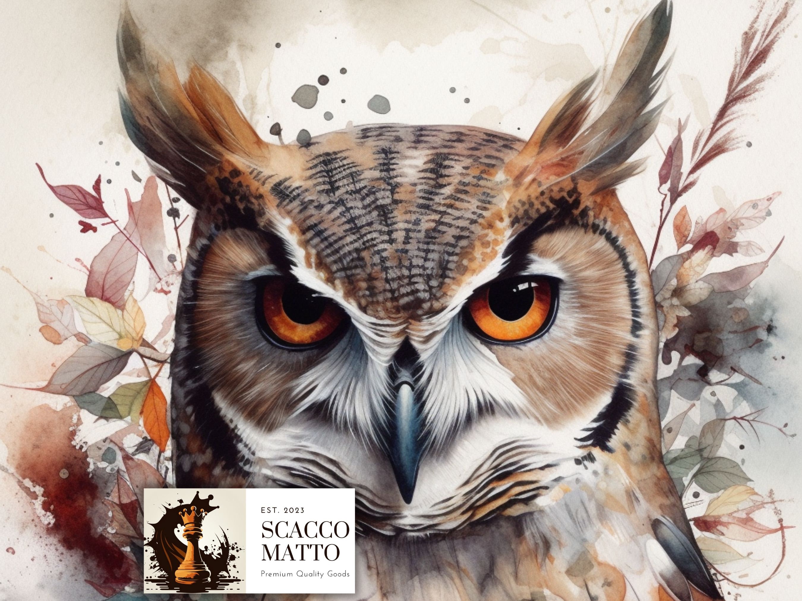 Boho Owl Watercolor Art Print, Bird Wall Art, Boho Great Horned Owl ...