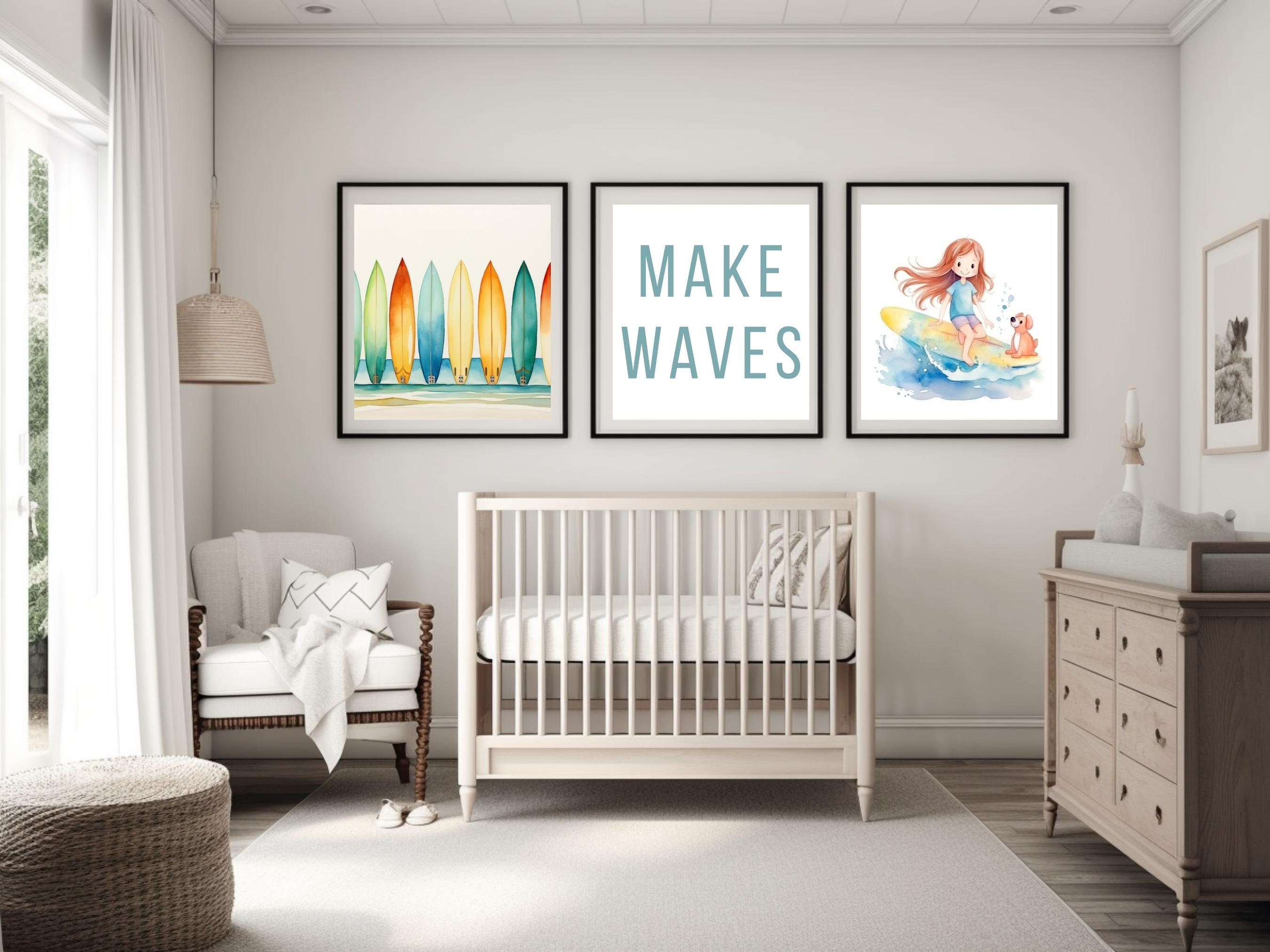 Set of 3, Surf, Ocean and Beach, CUSTOMIZABLE, Watercolor Prints - Etsy