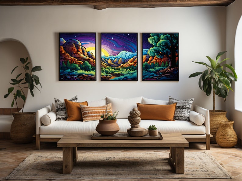 Abstract Nighttime at Zion National Park Panorama Painting travels in ...