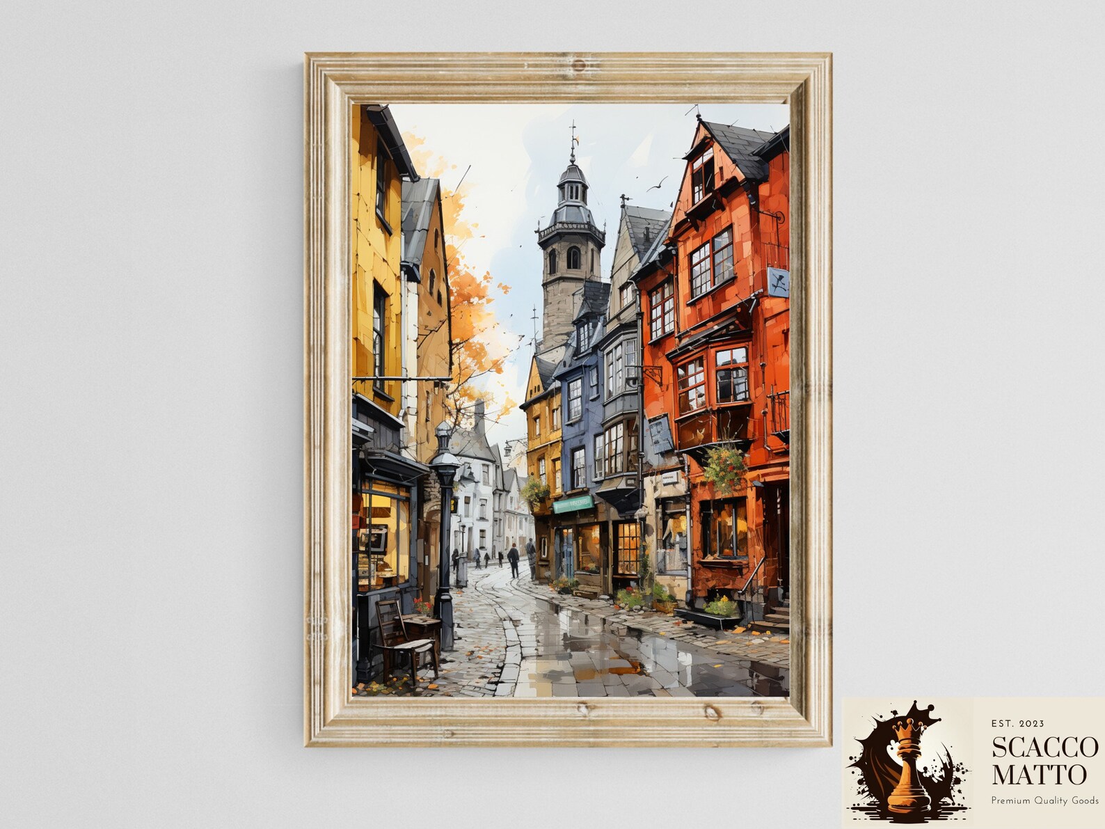 Dublin Street Oil Painting Rainy Dublin Ireland Art Vintage Cityscape ...