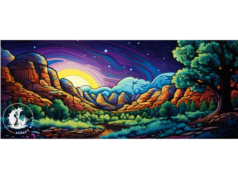 Abstract Nighttime at Zion National Park Panorama Painting travels in ...