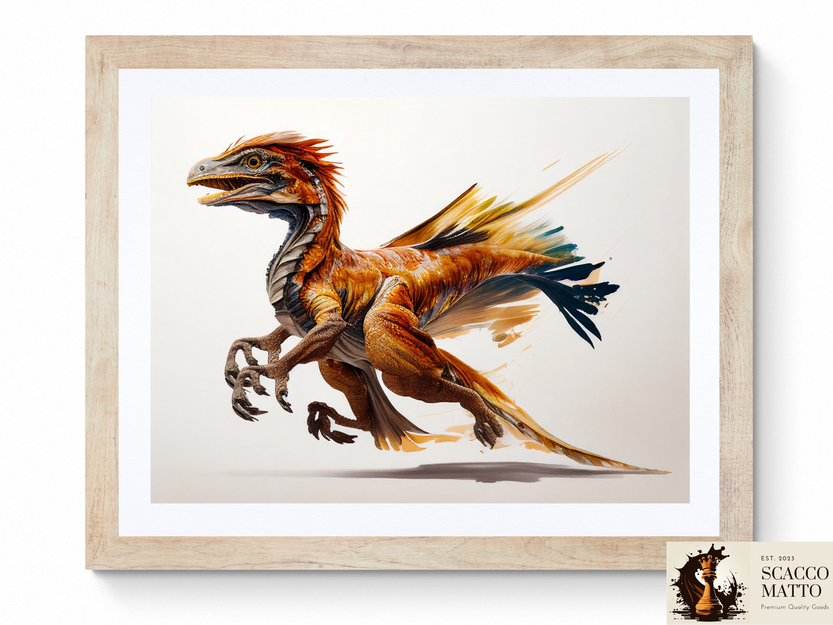 Watercolor Velociraptor Print Matte Paper or Canvas Dinosaur Art Decor ...