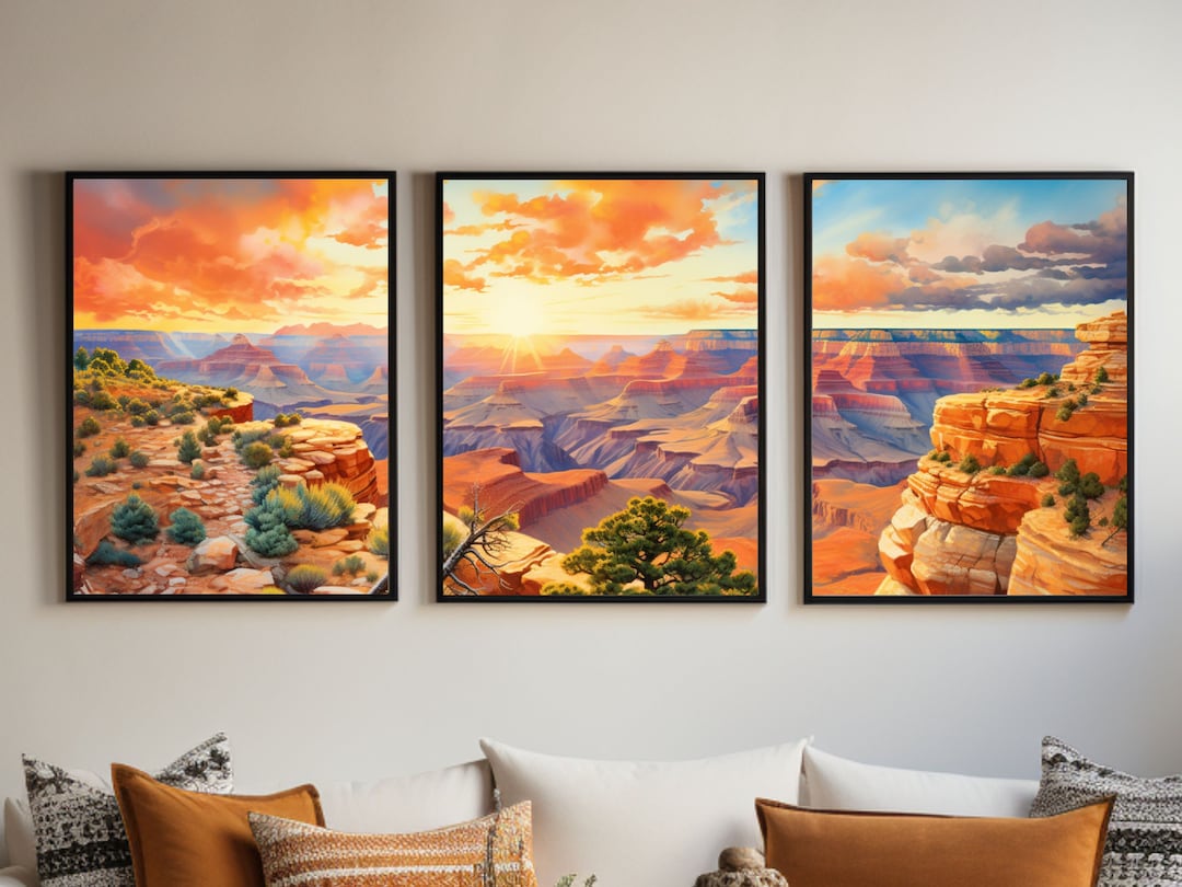 Grand Canyon Watercolor Print Set: Arizona Triptych Wall Art - Etsy