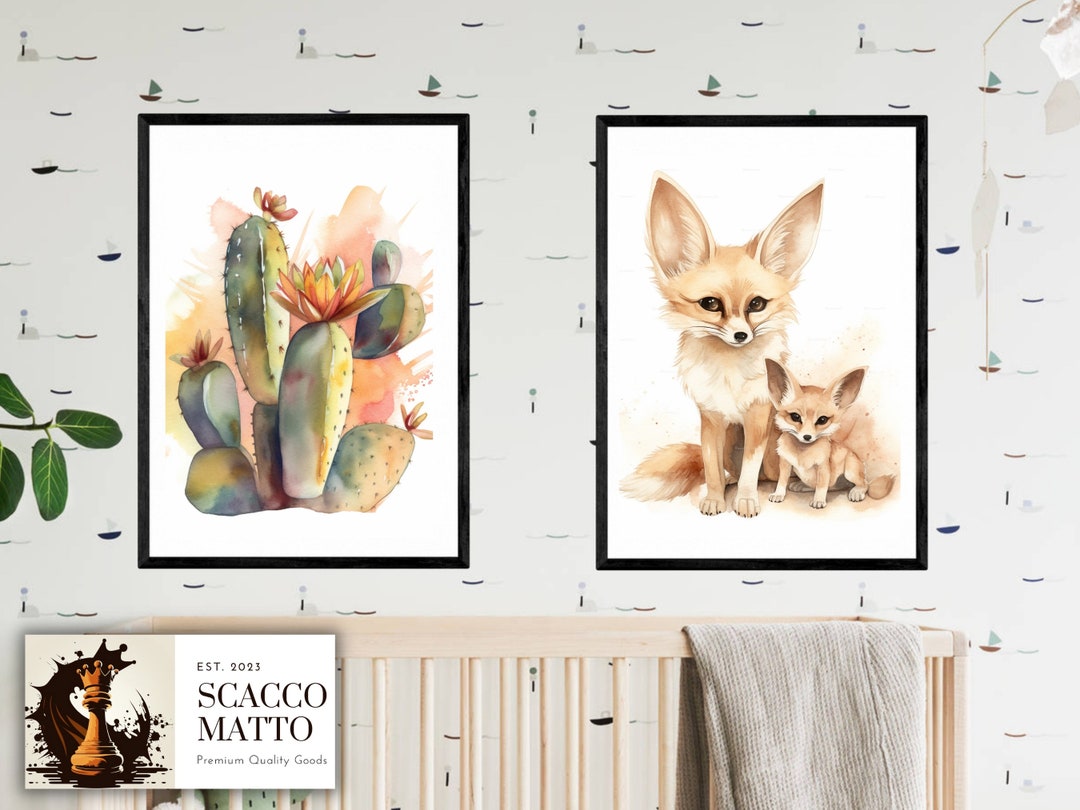 Desert Nursery Decor, Watercolor and Adobe Illustrator, Succulents ...