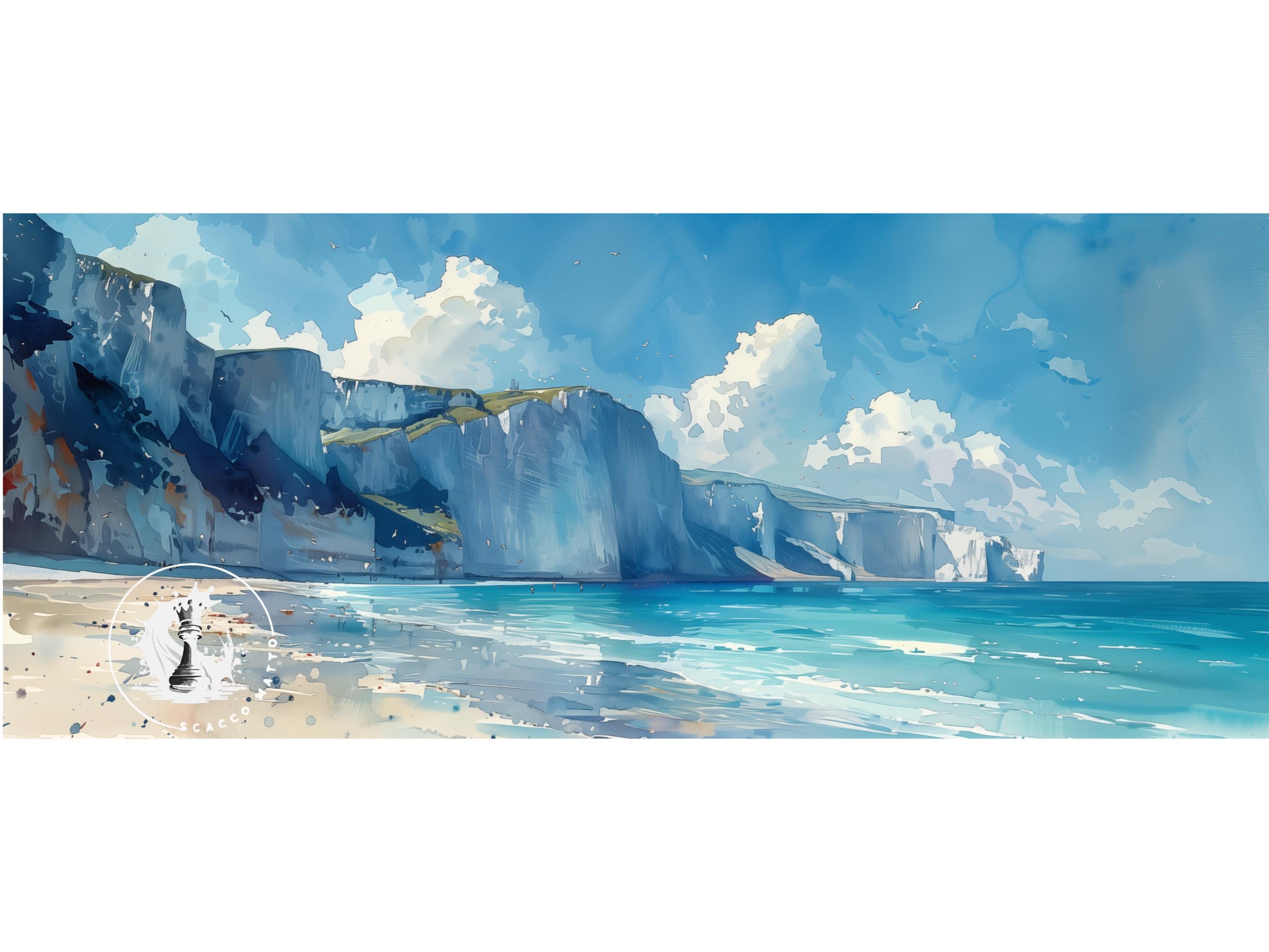 White Cliffs of Dover Watercolor Painting: England Coastal Triptych Set ...
