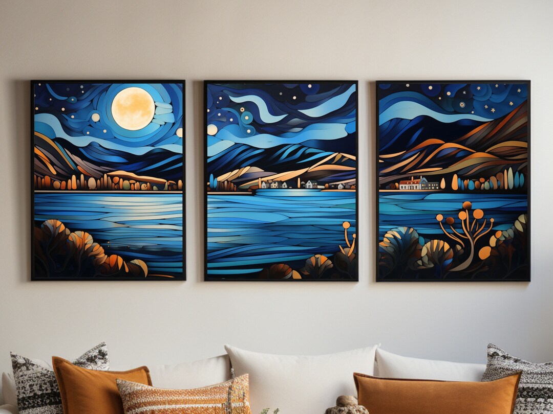 Lake Como Art Prints Triptych: Abstract Italian Coastal Decor - Etsy