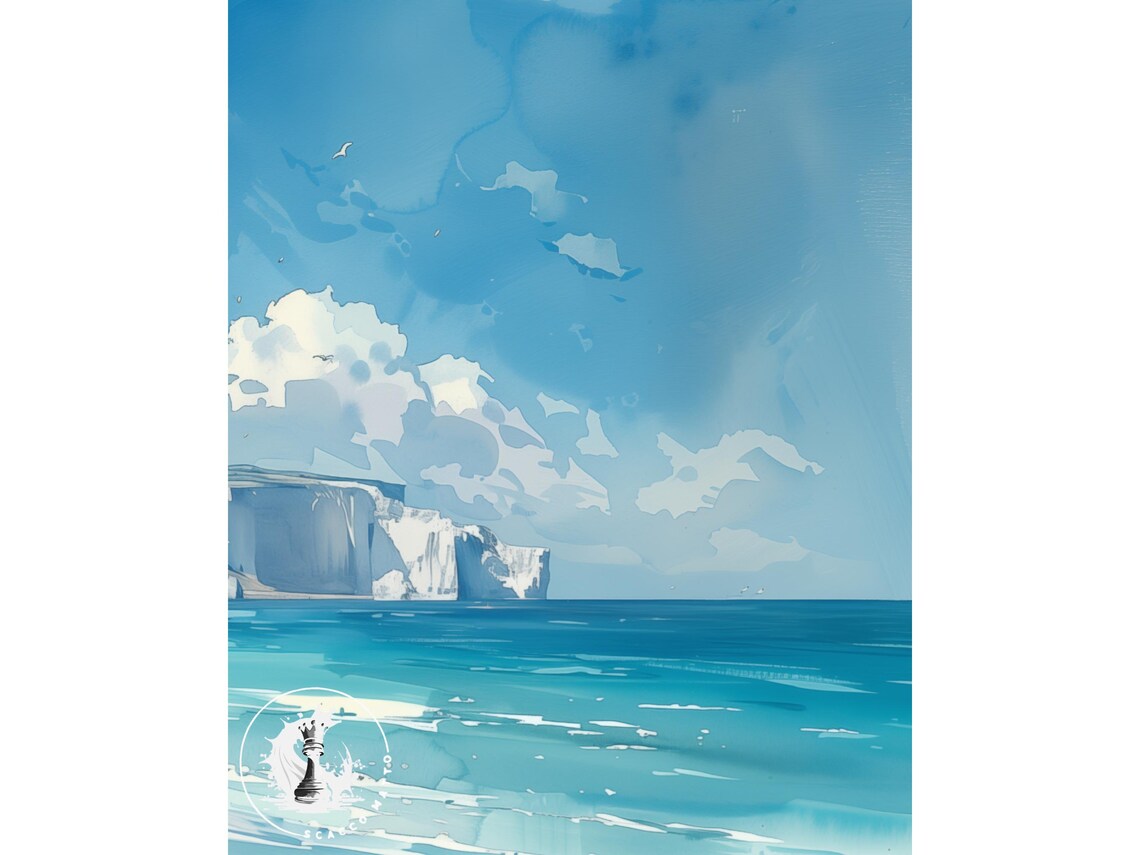 White Cliffs of Dover Watercolor Painting: England Coastal Triptych Set ...