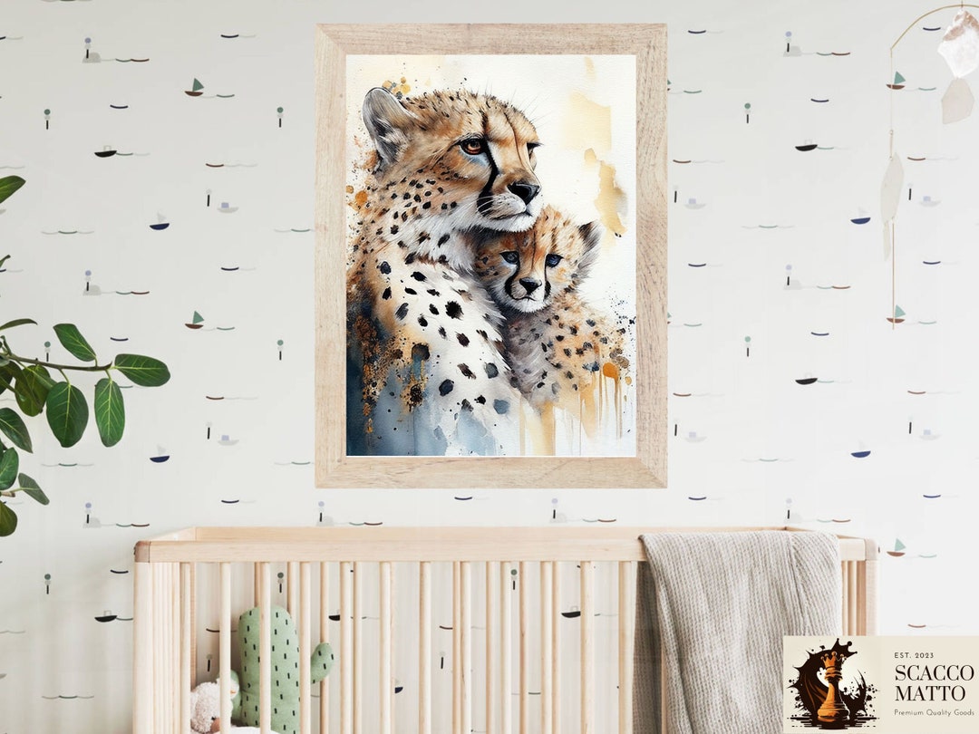 Watercolor Cheetah Art Print: Gender Neutral Nursery Decor - Etsy