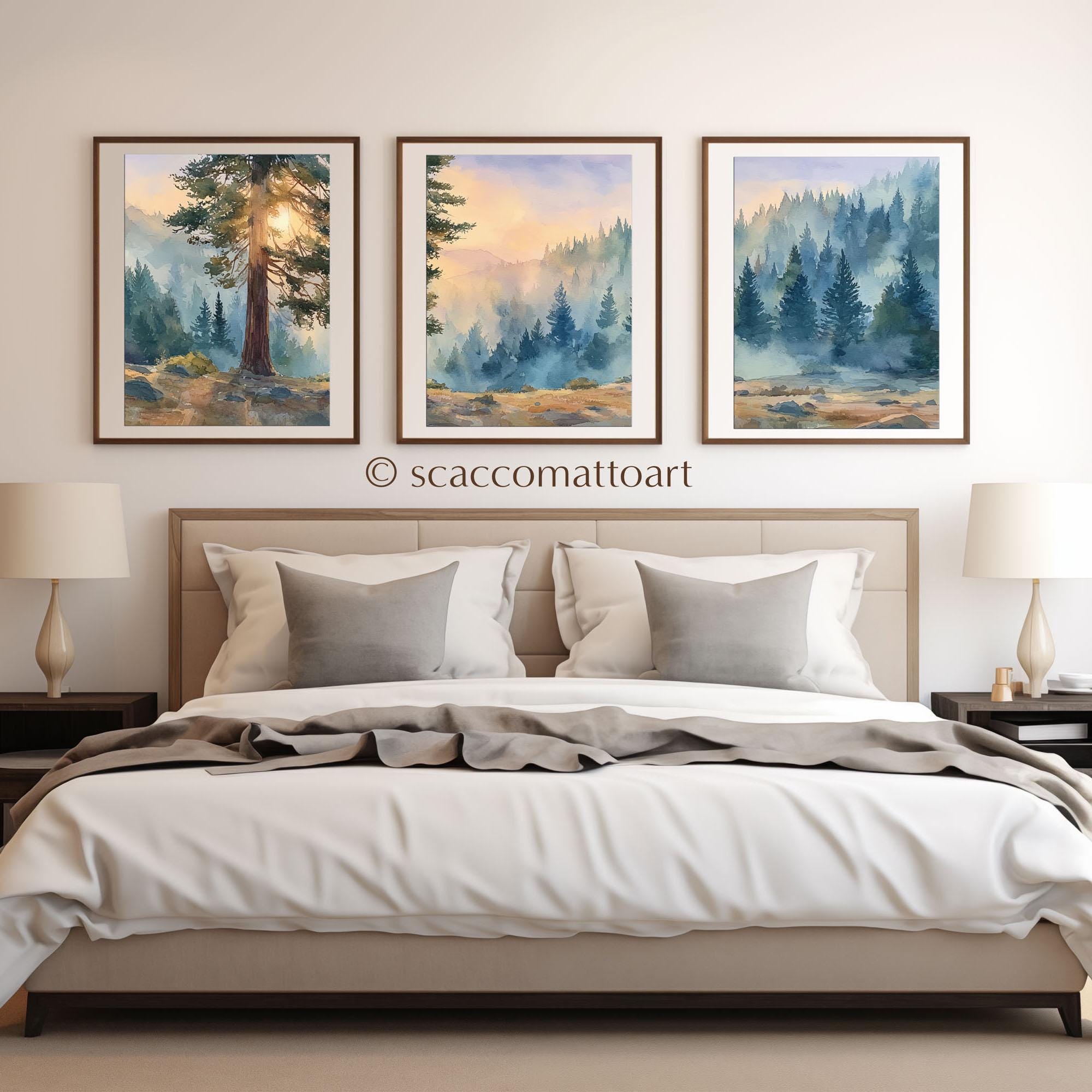 Sentinel Tree Watercolor Art Print – Sequoia National Park Landscape ...