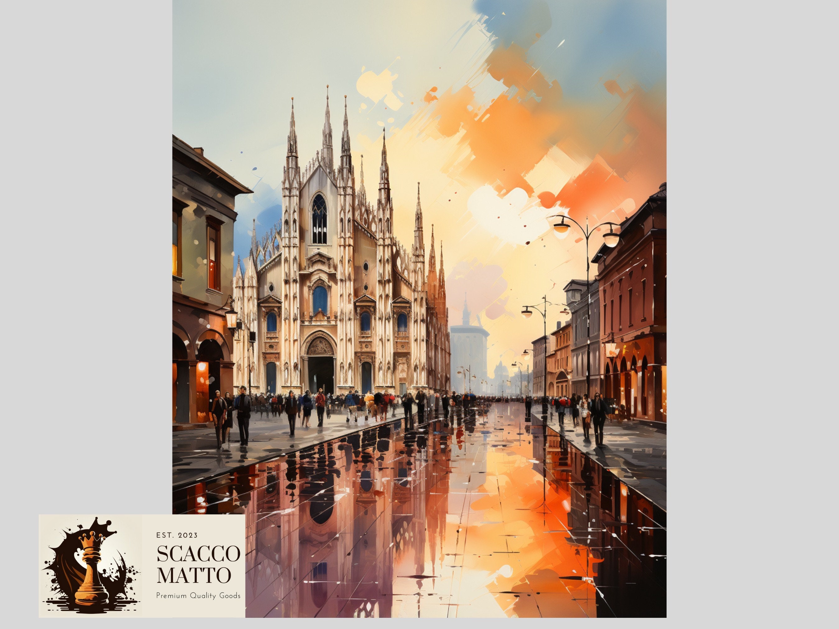 Duomo Di Milano Oil Painting Colorful Sunset Italian - Etsy