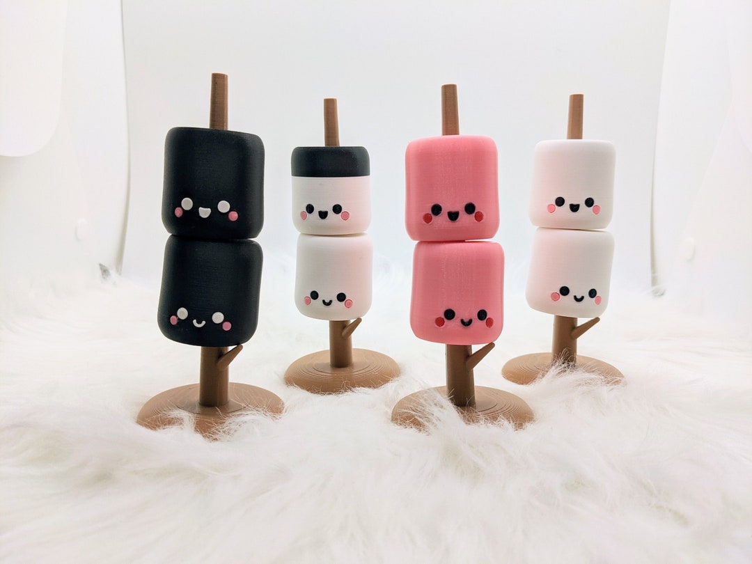Kawaii Marshmallows on Roasting Stick - 3d Printed Computer Desk Decor ...
