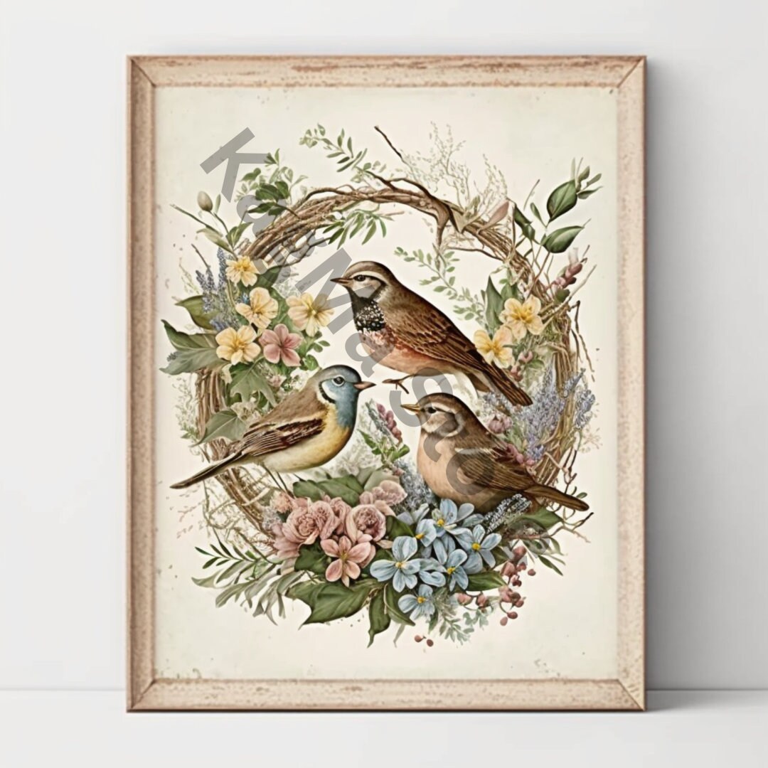 Floral Bird Clipart Birds on Branch Clipart High Standard Quality JPGS ...