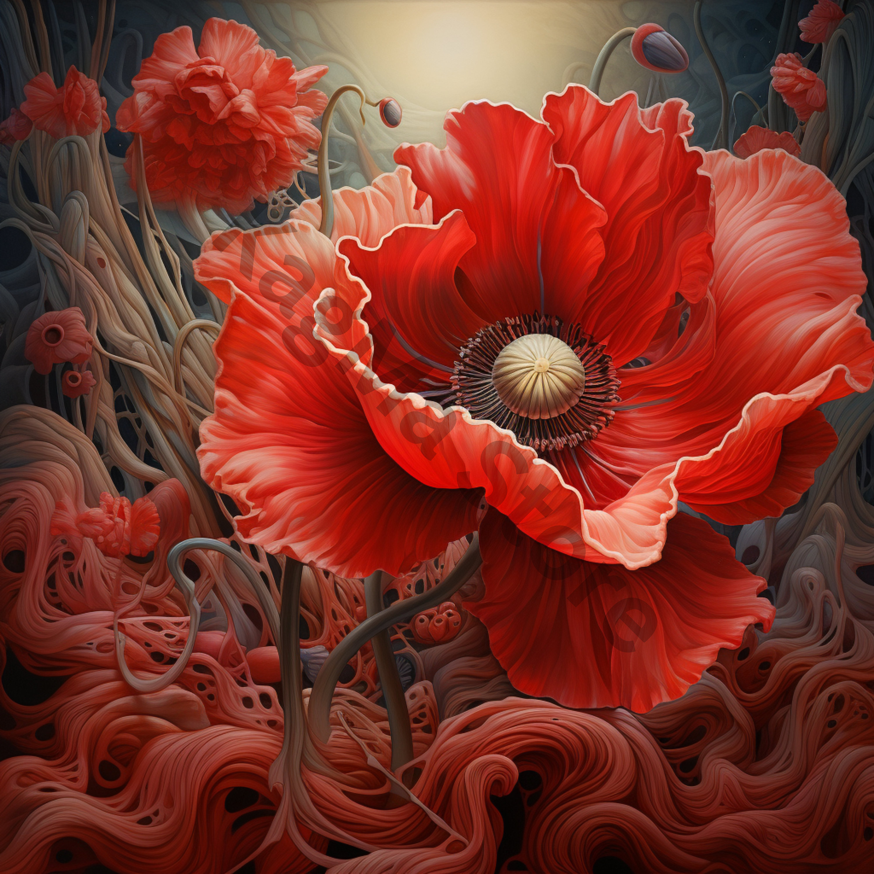 Personalize Digital Download Poppy Flowers Decal Gift Vintage Flower ...