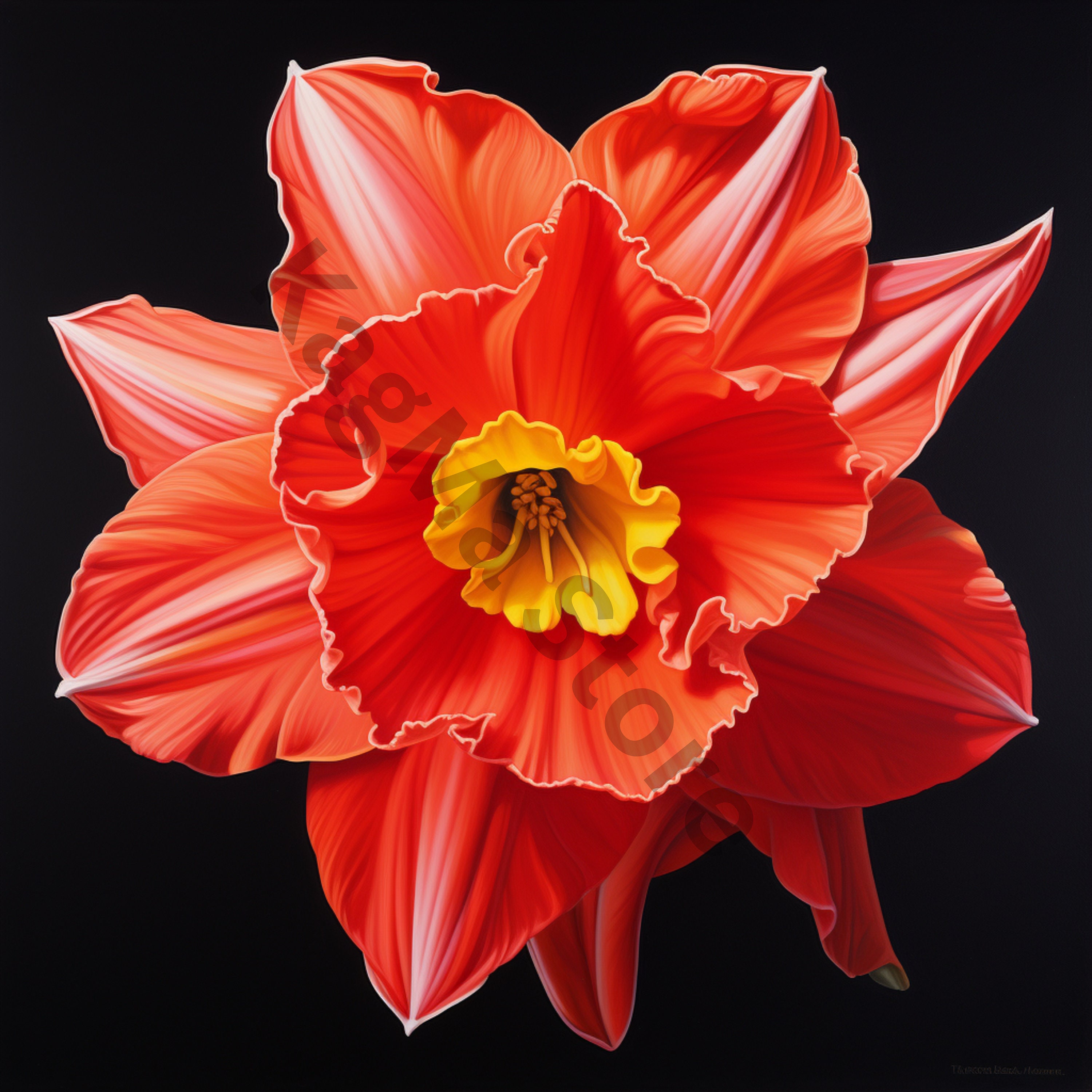 Personalize Digital Download Daffodil Decal Gift Vintage Flower Art ...