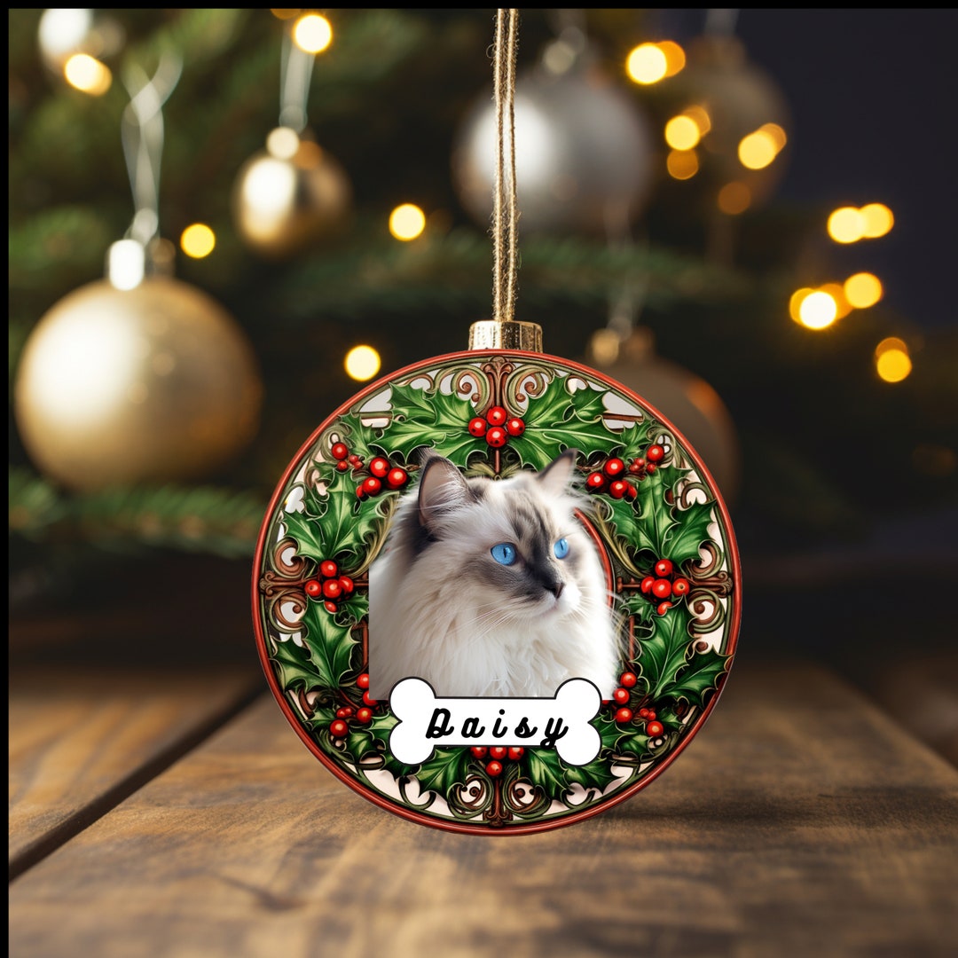 Cat Picture Ornament Pet Personalized Gift Cat Parent Gift Custom Cat ...
