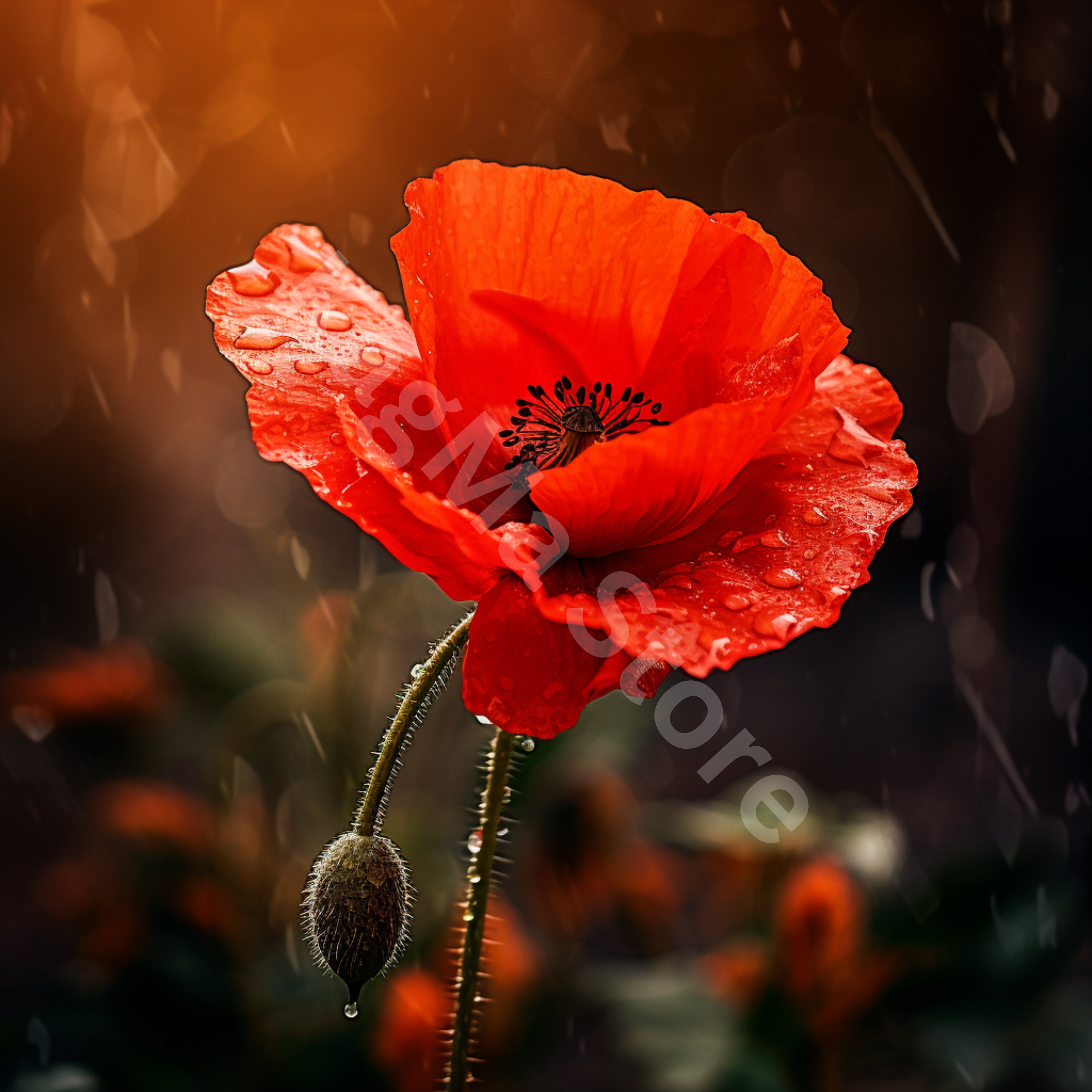 Personalize Digital Download Poppy Flowers Decal Gift Vintage Flower ...