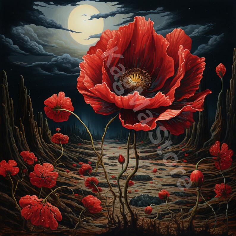 Personalize Digital Download Poppy Flowers Decal Gift Vintage Flower ...