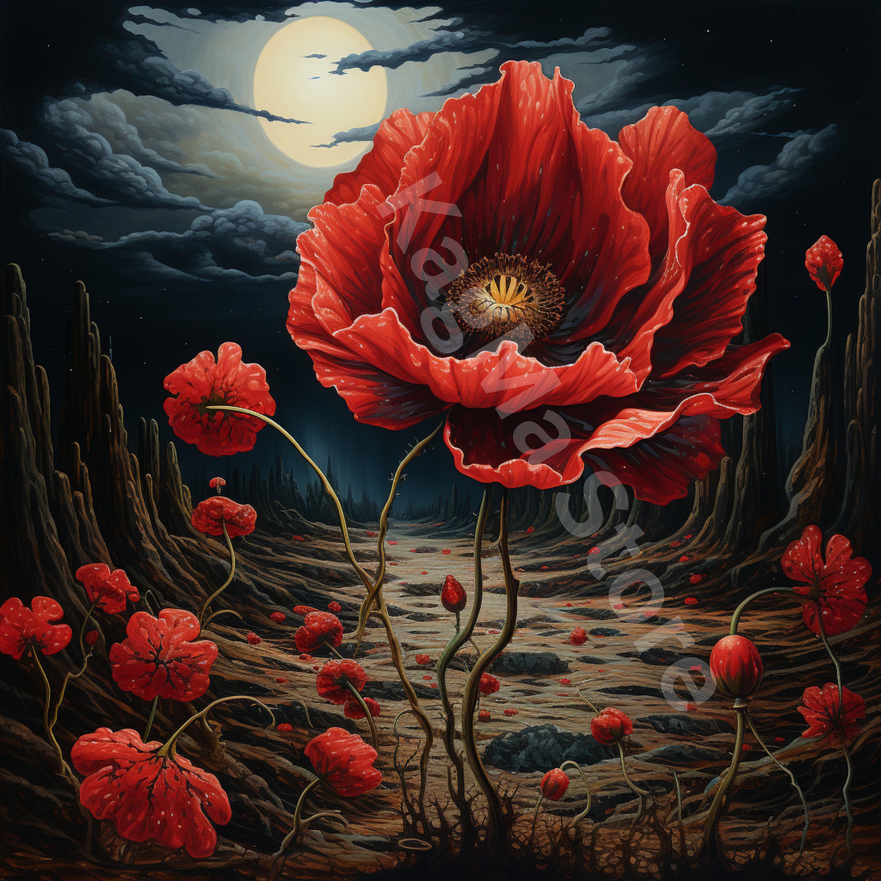 Personalize Digital Download Poppy Flowers Decal Gift Vintage Flower ...