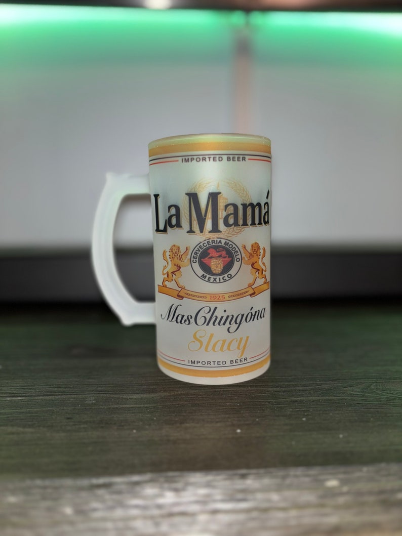 Custom Personalized Beer Glass Mug, Modelo, 16oz Frosted Glass Beer Mug ...