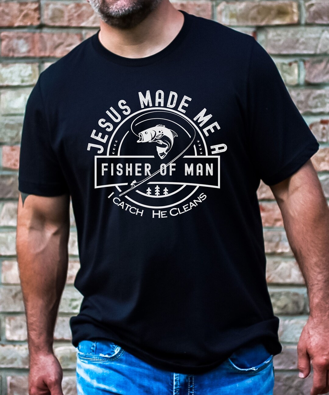 Fisher of Men Christian T-shirt, Religious Dad Gift - Etsy