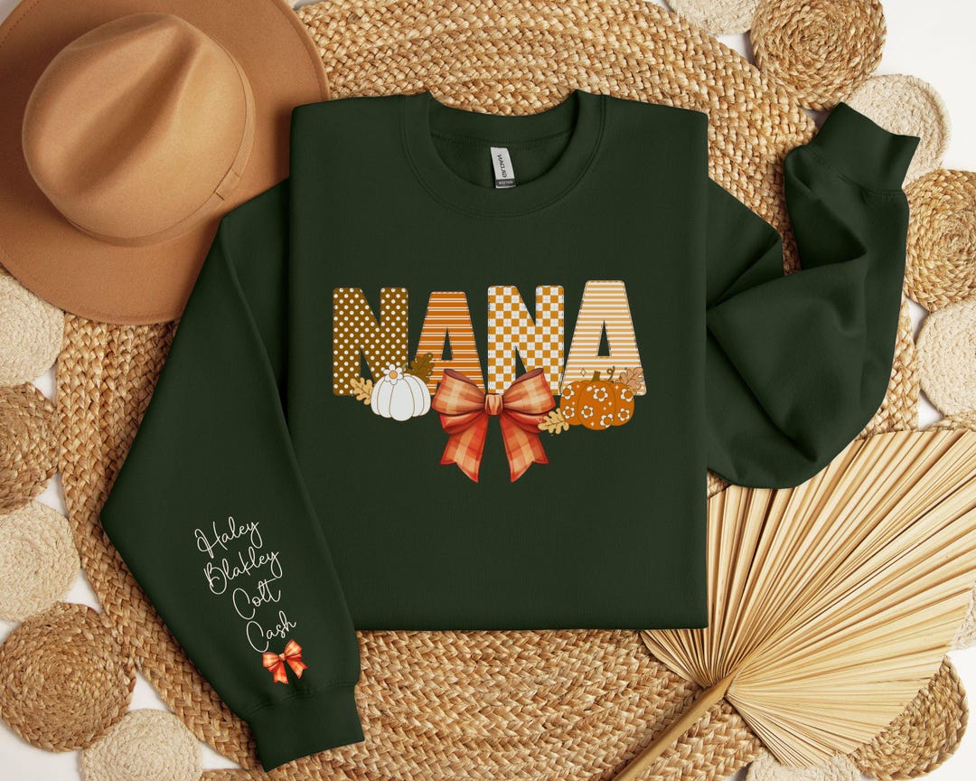 Personalized Nana Sweatshirt With Kids Names on Sleeve, Thankful ...