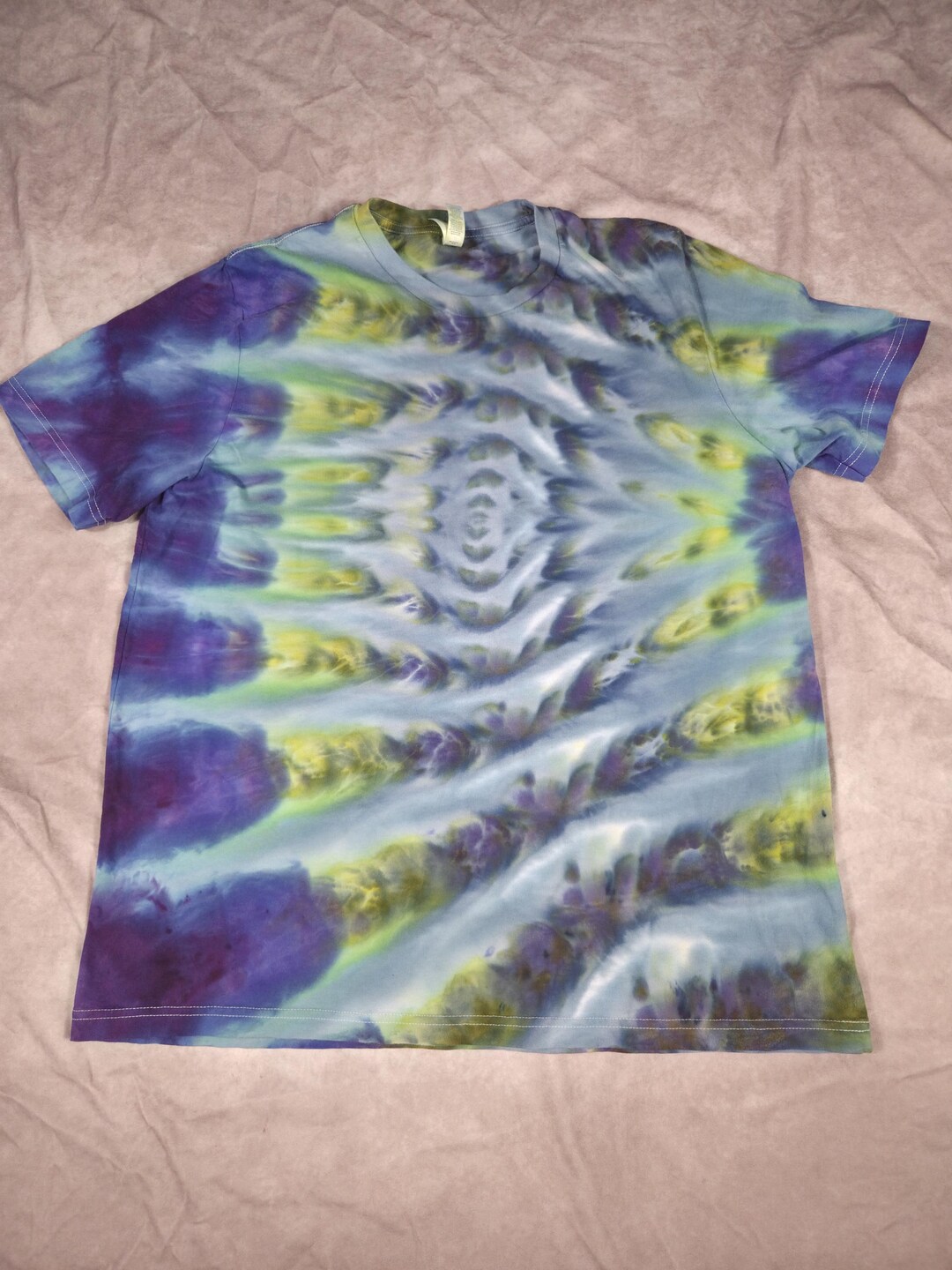 Extra Large XL Tee - Roll Pattern Tie Dye - Roll Pattern Ice Dye - Blue ...