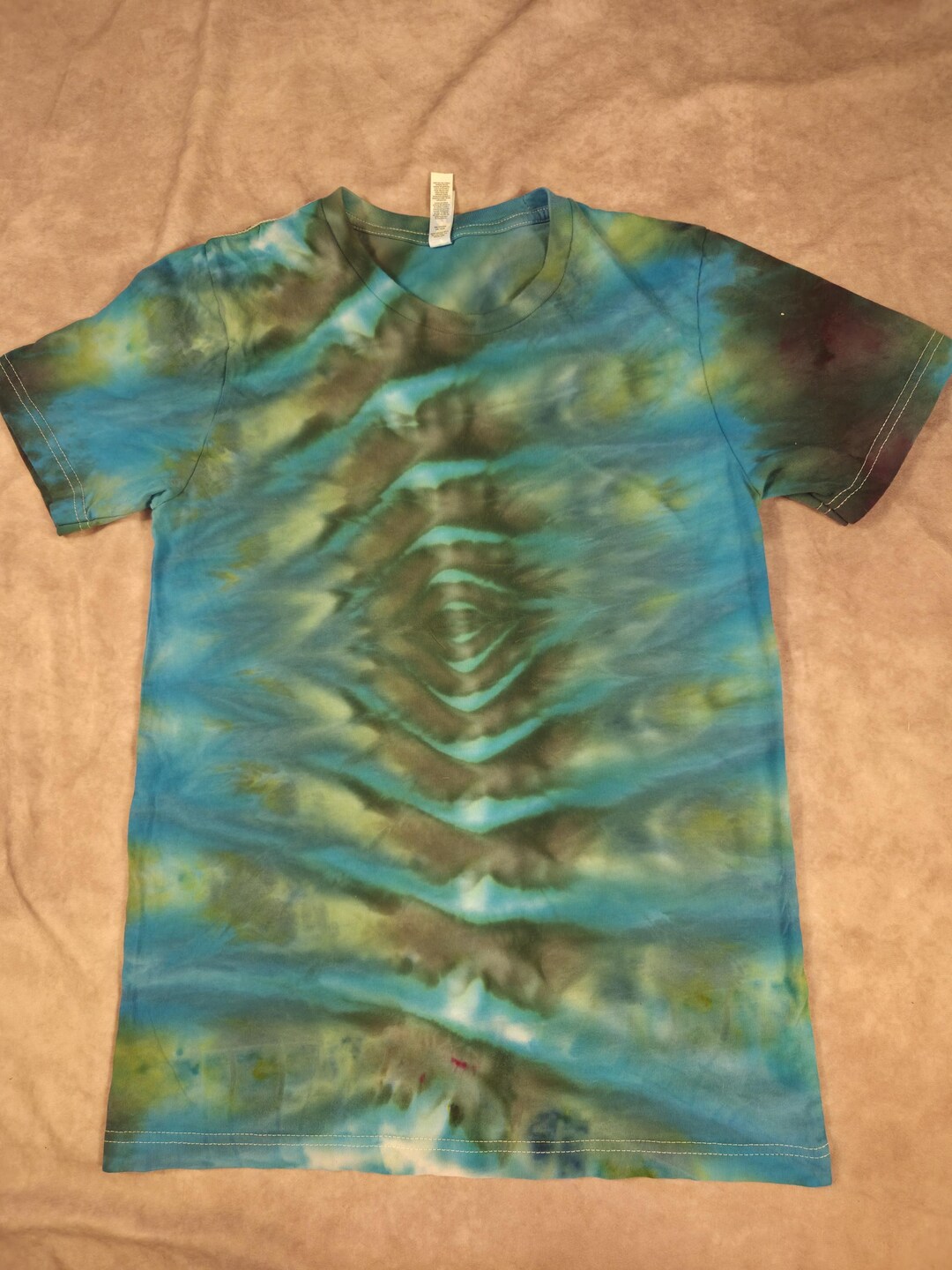 Small Tee - Roll Pattern Tie Dye - Roll Pattern Ice Dye - Blue Green ...