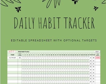 Habit Tracker Excel Spreadsheet - Etsy