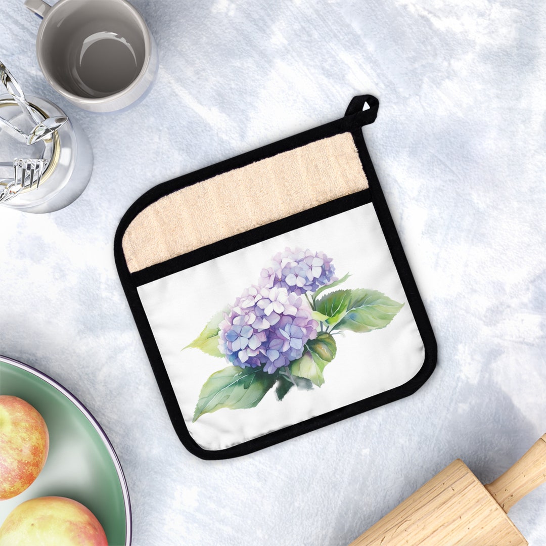 Purple Hydrangea Floral Pot Holder With Pocket - Etsy